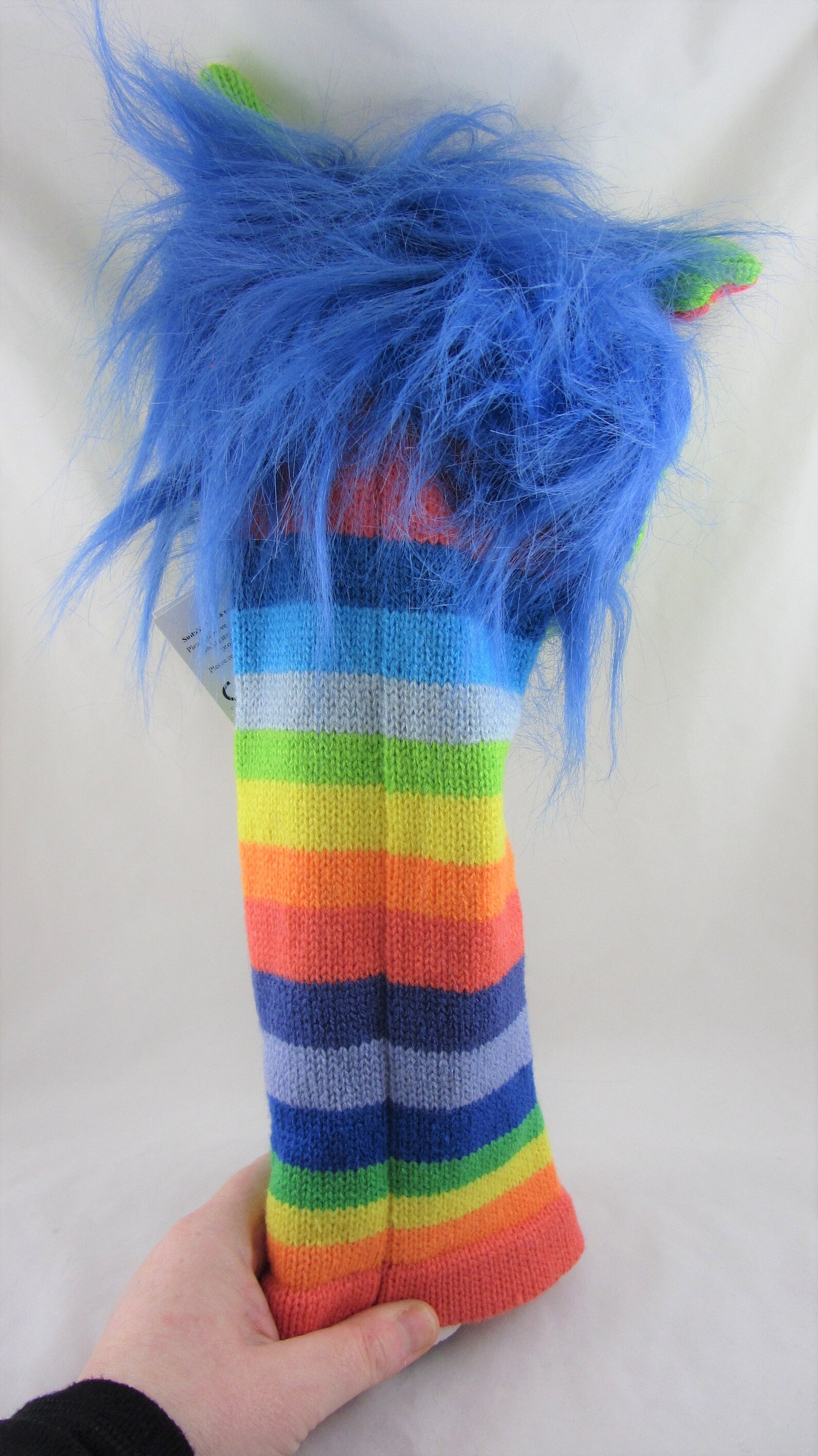 Large 'rainbow' Sock Hand Puppet Rainbow Blue Hair - Etsy