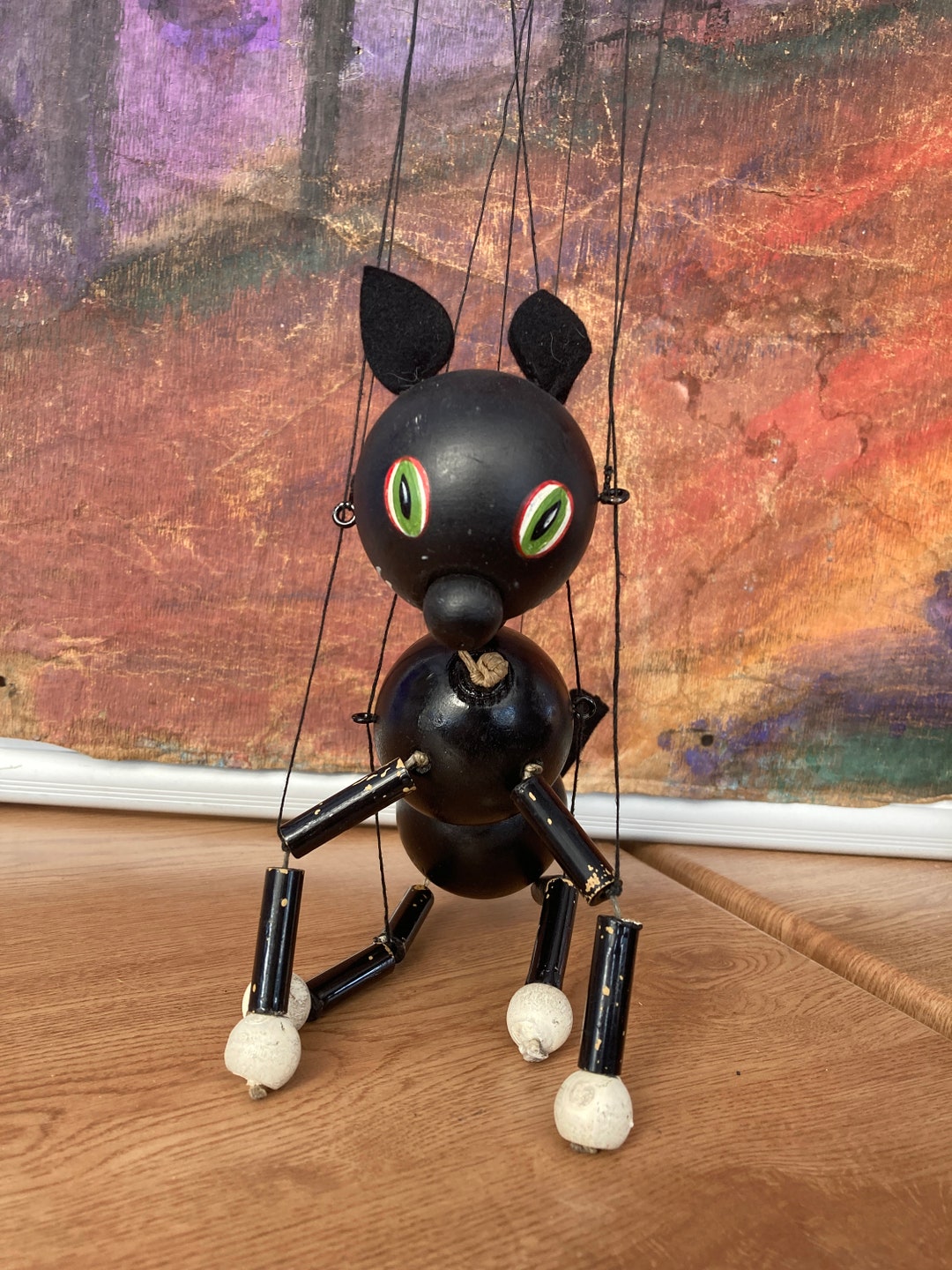 Rare Black Cat Pelham Puppet Green Eyes 1950s in Named Box - Etsy