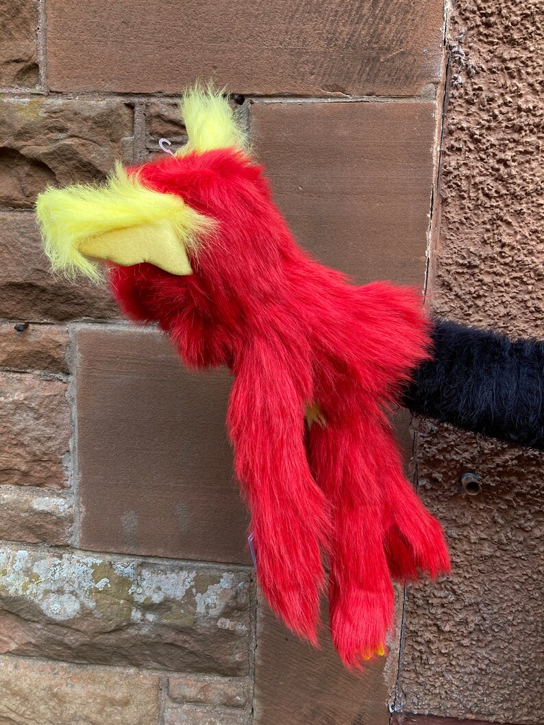 Large Red Monster Hand Puppet Red and Yellow and Fluffy New With Tags ...