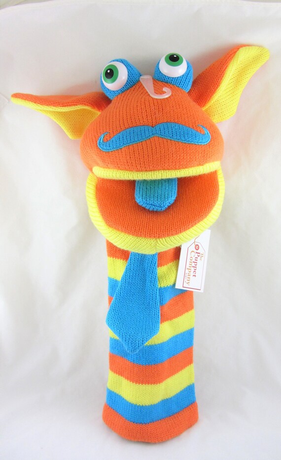 Toys & Games Toys Large 'Wizard' Sock Hand Puppet Blue Black and Yellow ...