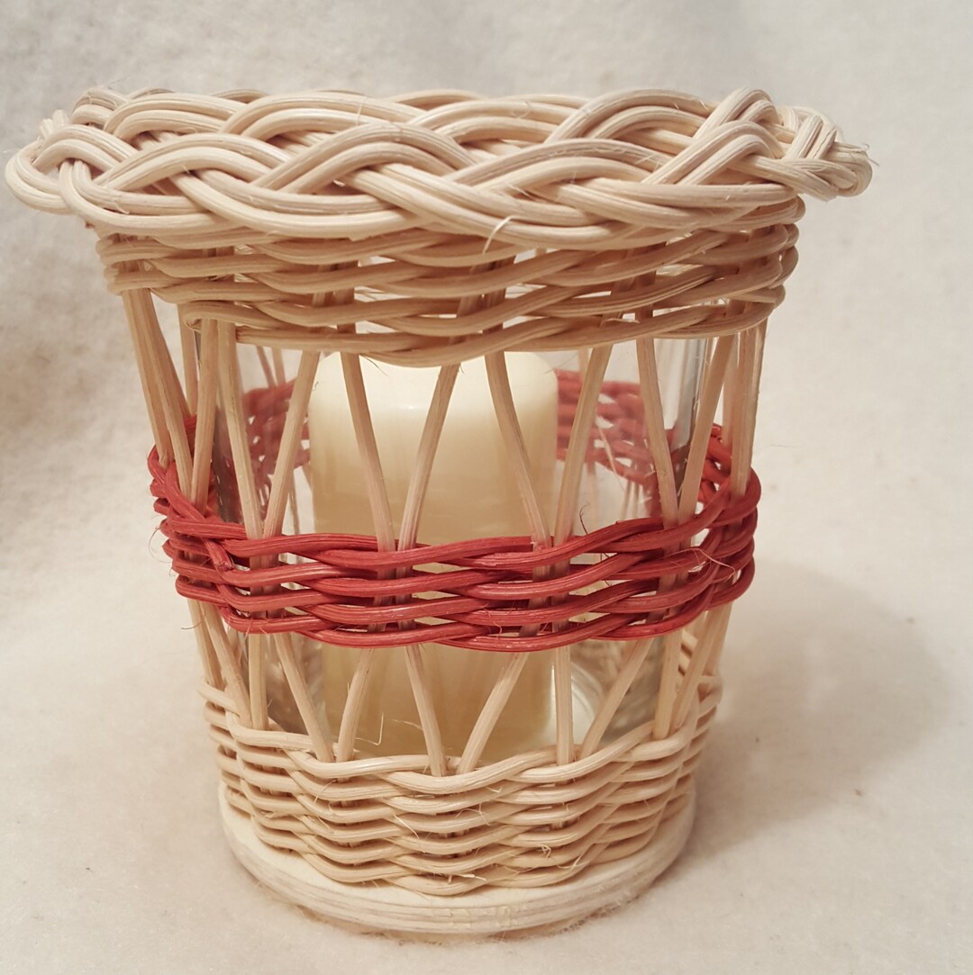 RATTAN Windlight Natural/red 3 Parts 14 Cm - Etsy