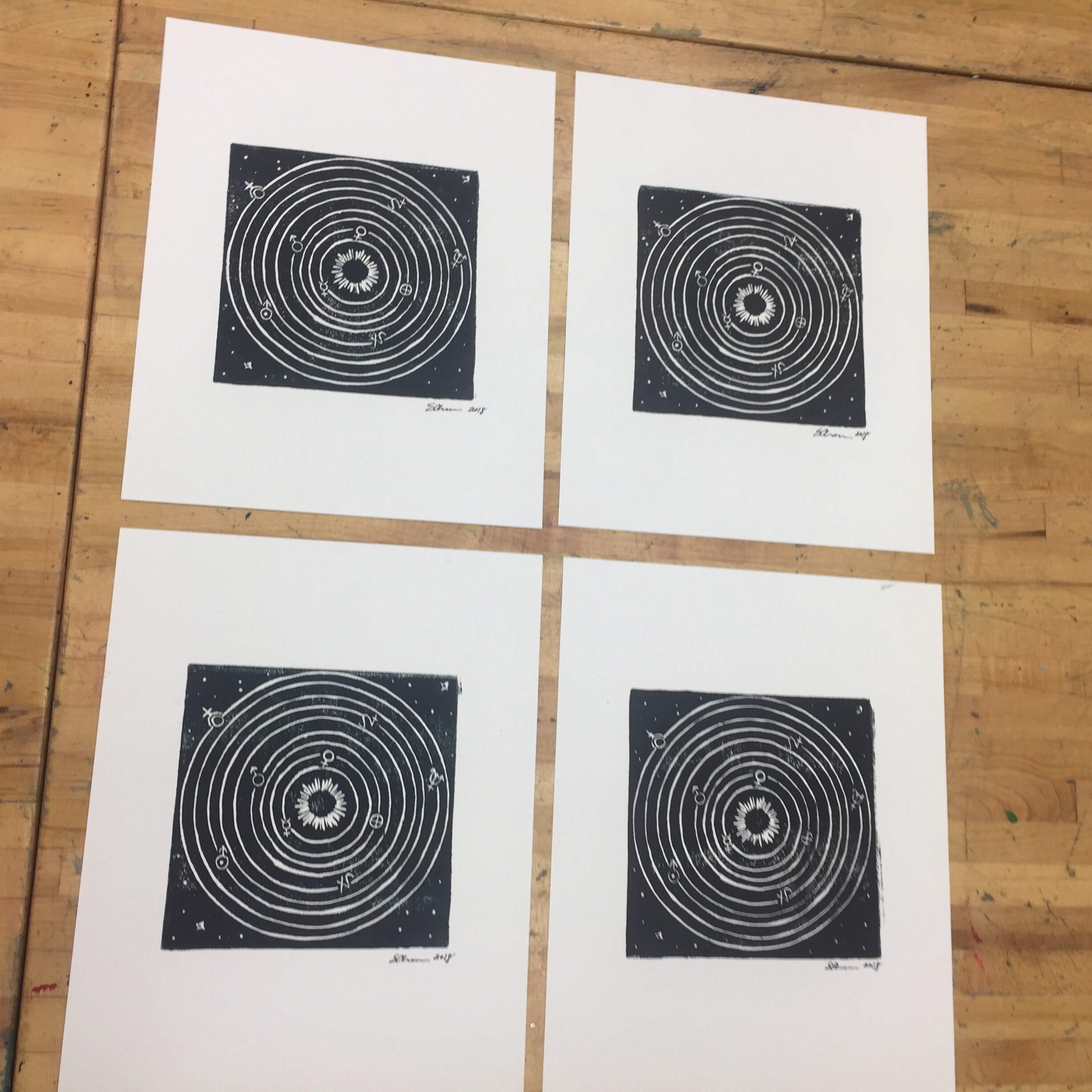 Solar System Linocut Print Astrology Print Galaxy Art - Etsy