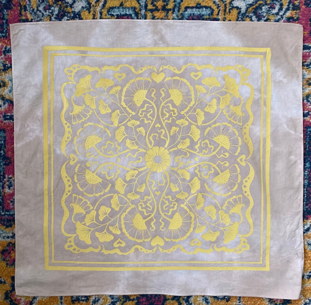 BOTANICAL BANDANA or Altar Cloth, Screen Printed Bandana, Botanical ...
