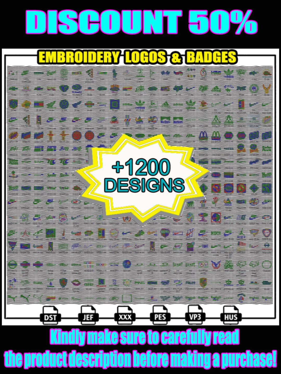 1200 Design Logo & Badges Embroidery Design Bundle, Fashion Logo ...