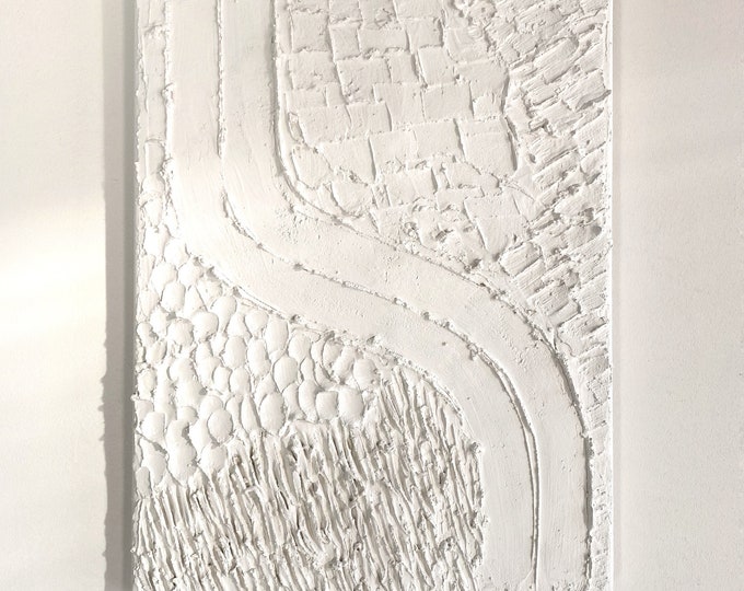 Abstract minimalistisch schilderij Modern Gips kunstwerk reliëf doek getextureerd schilderij 3D ...