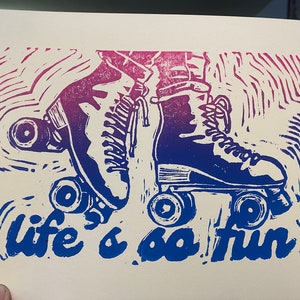 Life's so Fun Silk Chiffon Linocut Art Print | MUNA | Phoebe Bridgers ...