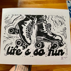 Life's so Fun Silk Chiffon Linocut Art Print | MUNA | Phoebe Bridgers ...
