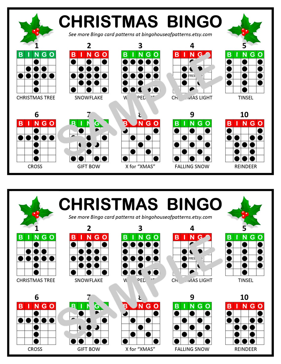 Collection "holiday" BINGO Card Patterns for Really Fun BINGO Games ...