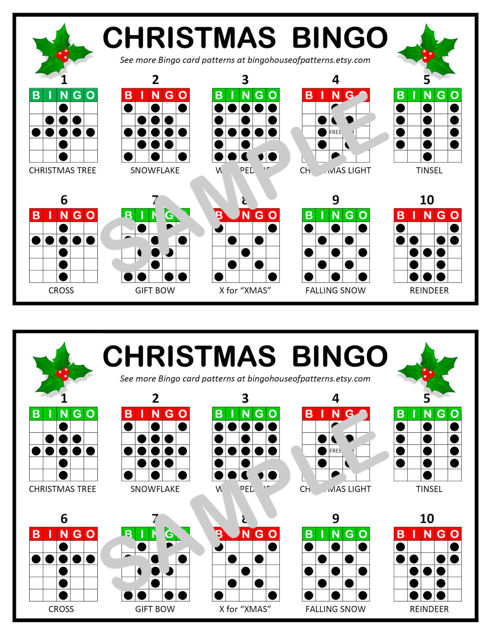 Collection "holiday" BINGO Card Patterns for Really Fun BINGO Games ...