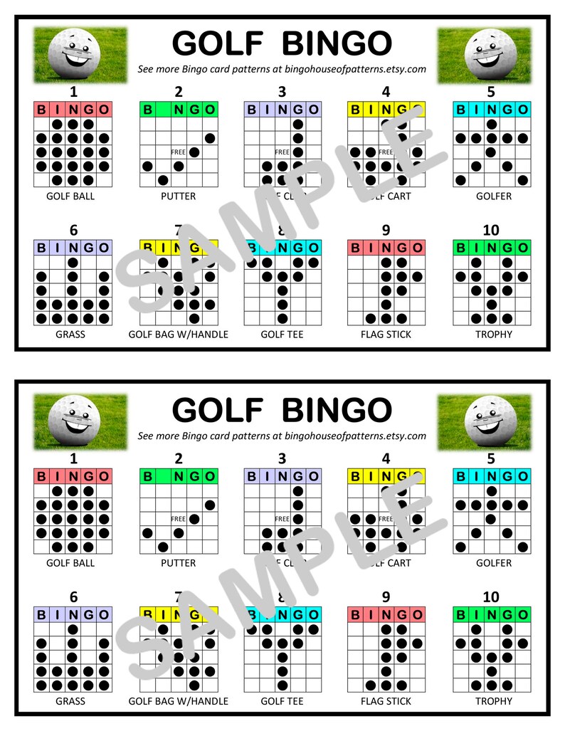Golf BINGO Card Patterns for Really Fun BINGO Games - Bingo Cards - Etsy