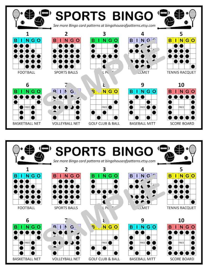 Collection "sports" BINGO Card Patterns for Really Fun BINGO Games ...