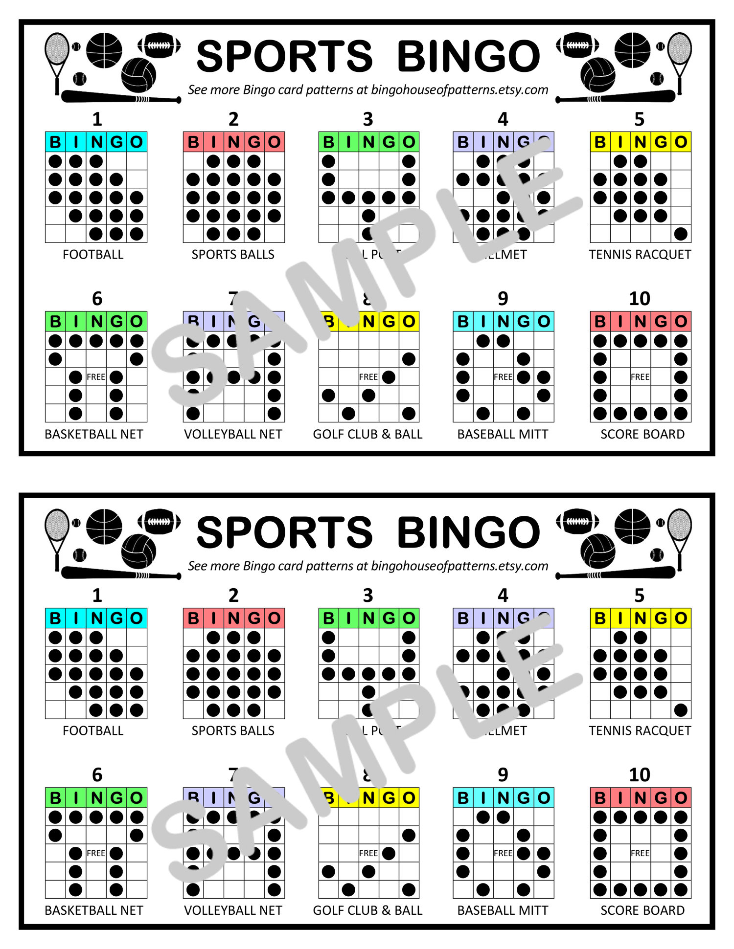 Collection "sports" BINGO Card Patterns for Really Fun BINGO Games ...