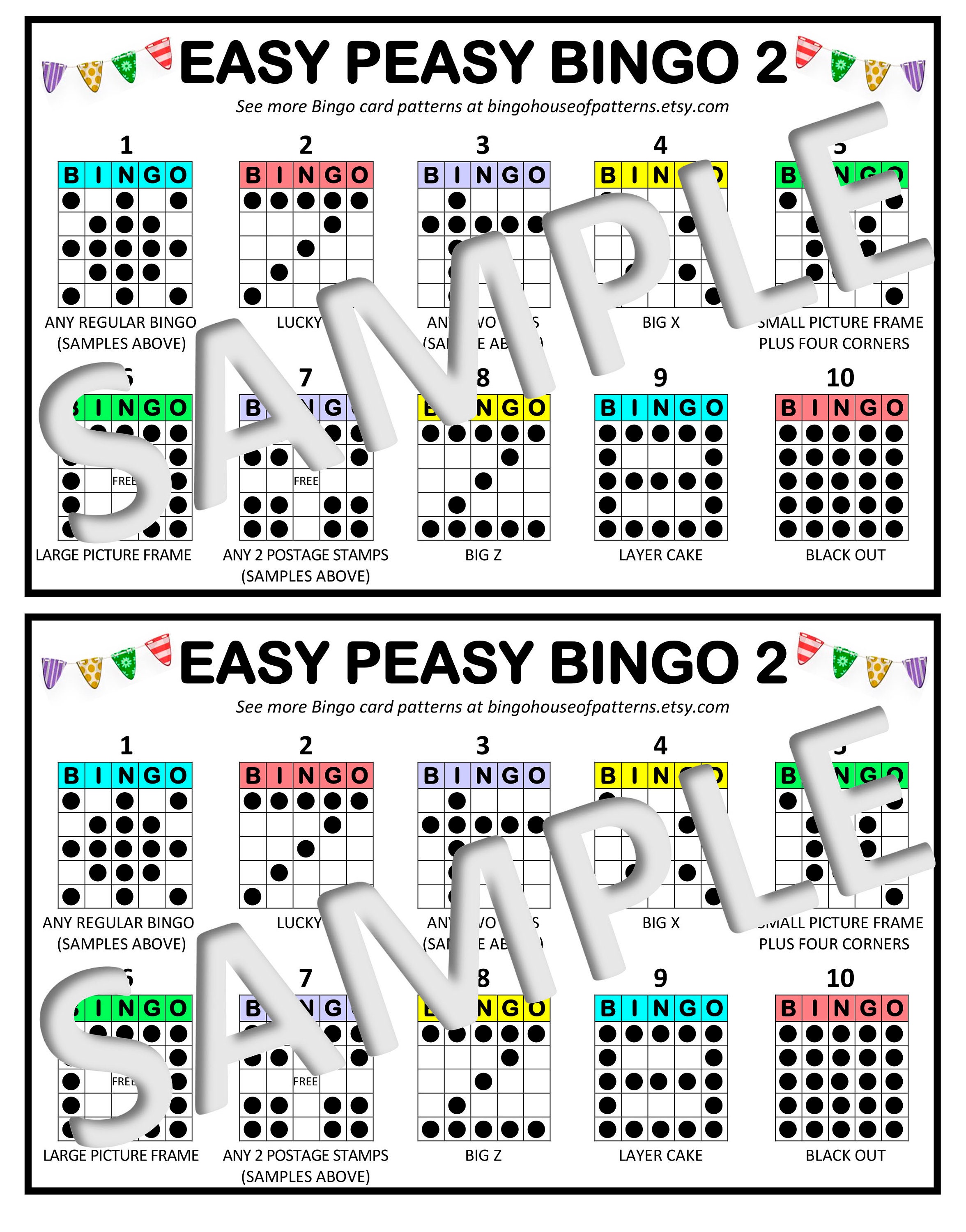 Easy Peasy 2 BINGO Card Patterns for Really Fun BINGO Games - Bingo ...