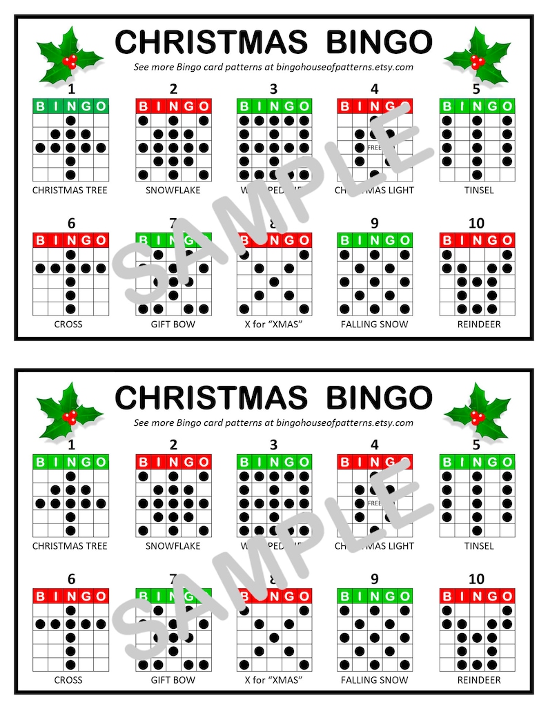 Christmas Holiday BINGO Card Patterns for Really Fun BINGO Games ...