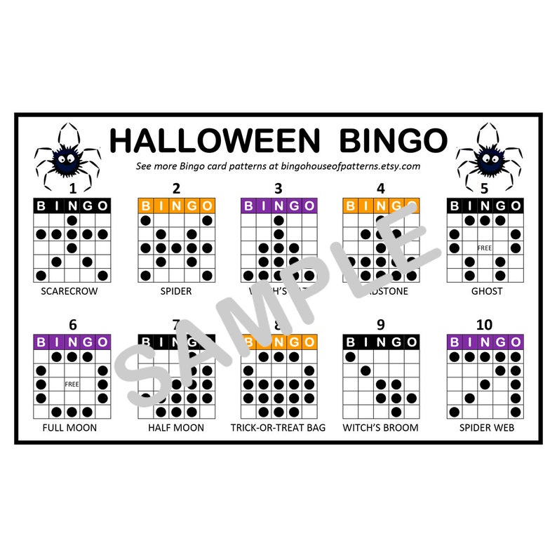 Halloween Holiday BINGO Card Patterns for Really Fun BINGO Games ...
