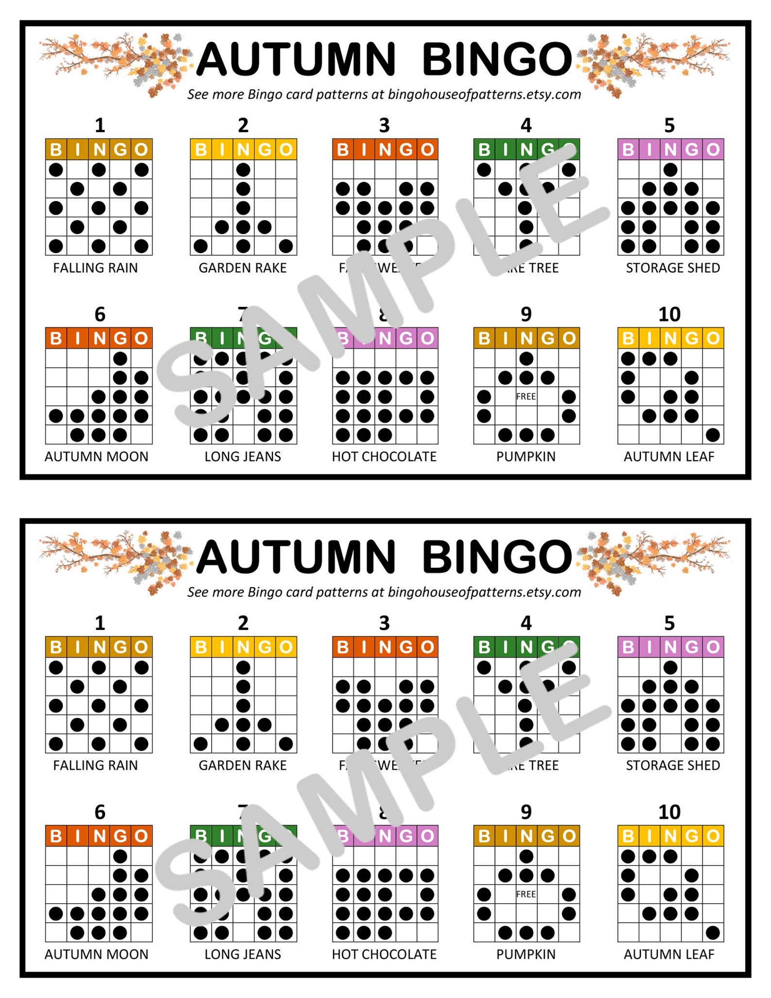 Collection "seasons" BINGO Card Patterns for Really Fun BINGO Games ...