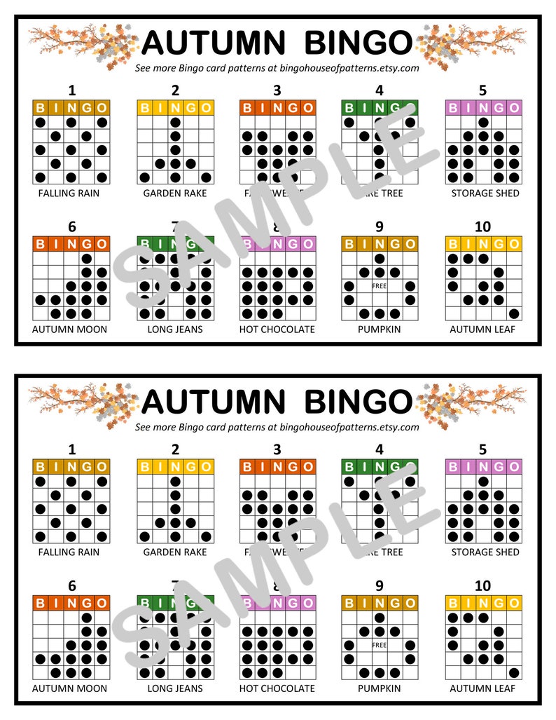 Collection "seasons" BINGO Card Patterns for Really Fun BINGO Games ...