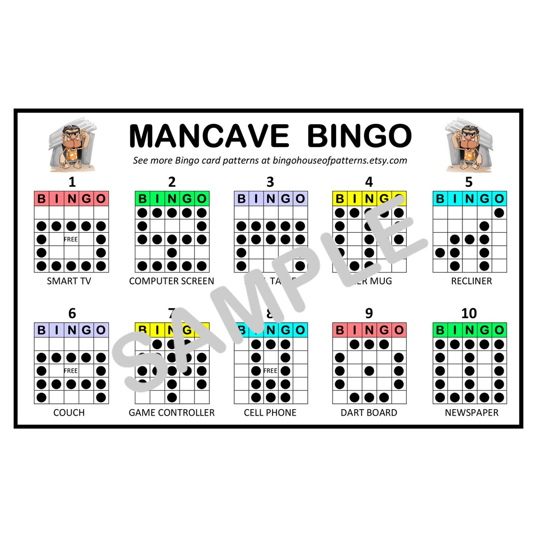 Man Cave BINGO Card Patterns for Really Fun BINGO Games - Bingo Cards ...