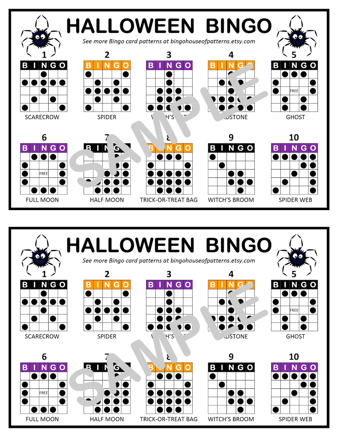 Halloween Holiday BINGO Card Patterns for Really Fun BINGO Games ...