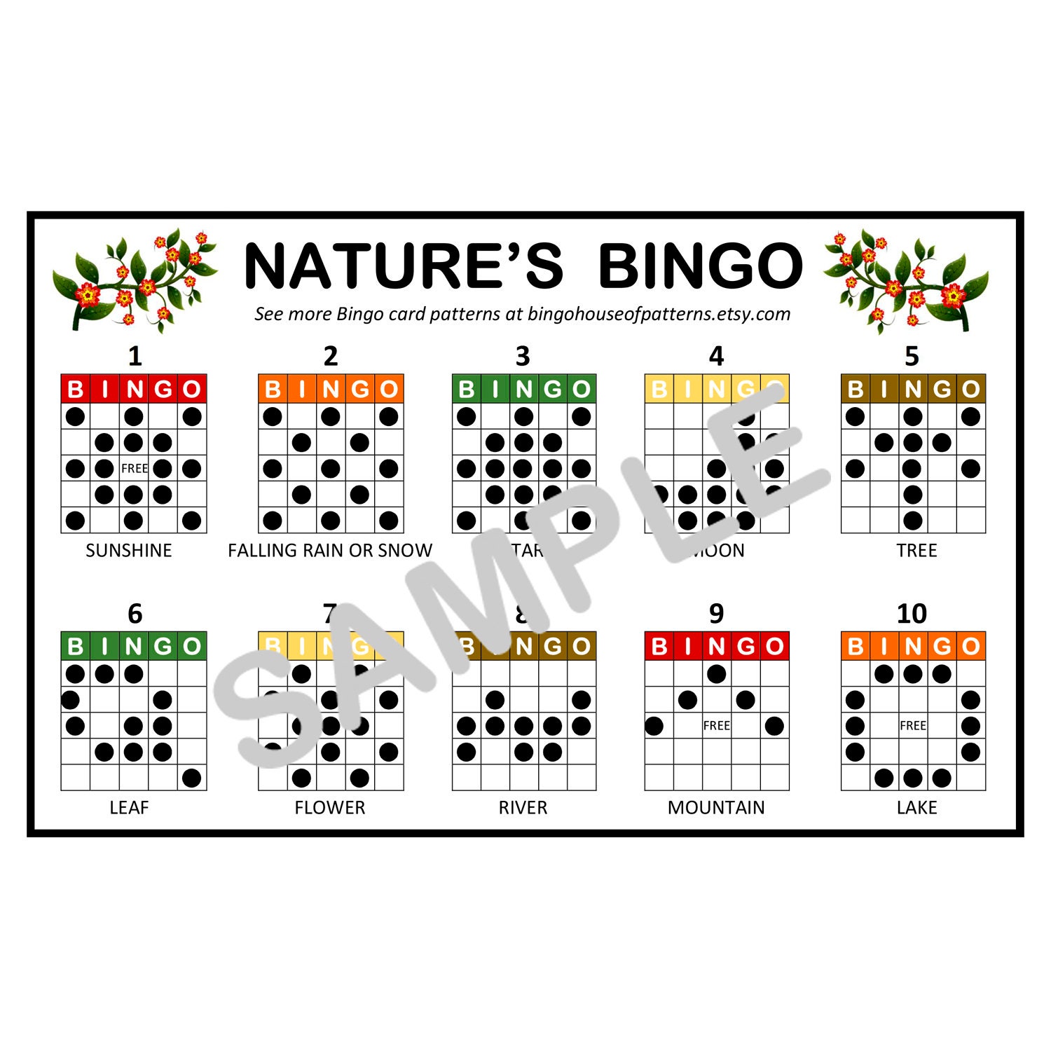 Nature s BINGO Card Patterns For Really Fun BINGO Games Etsy Nature s BINGO Card Patterns For Really Fun BINGO Games Etsy