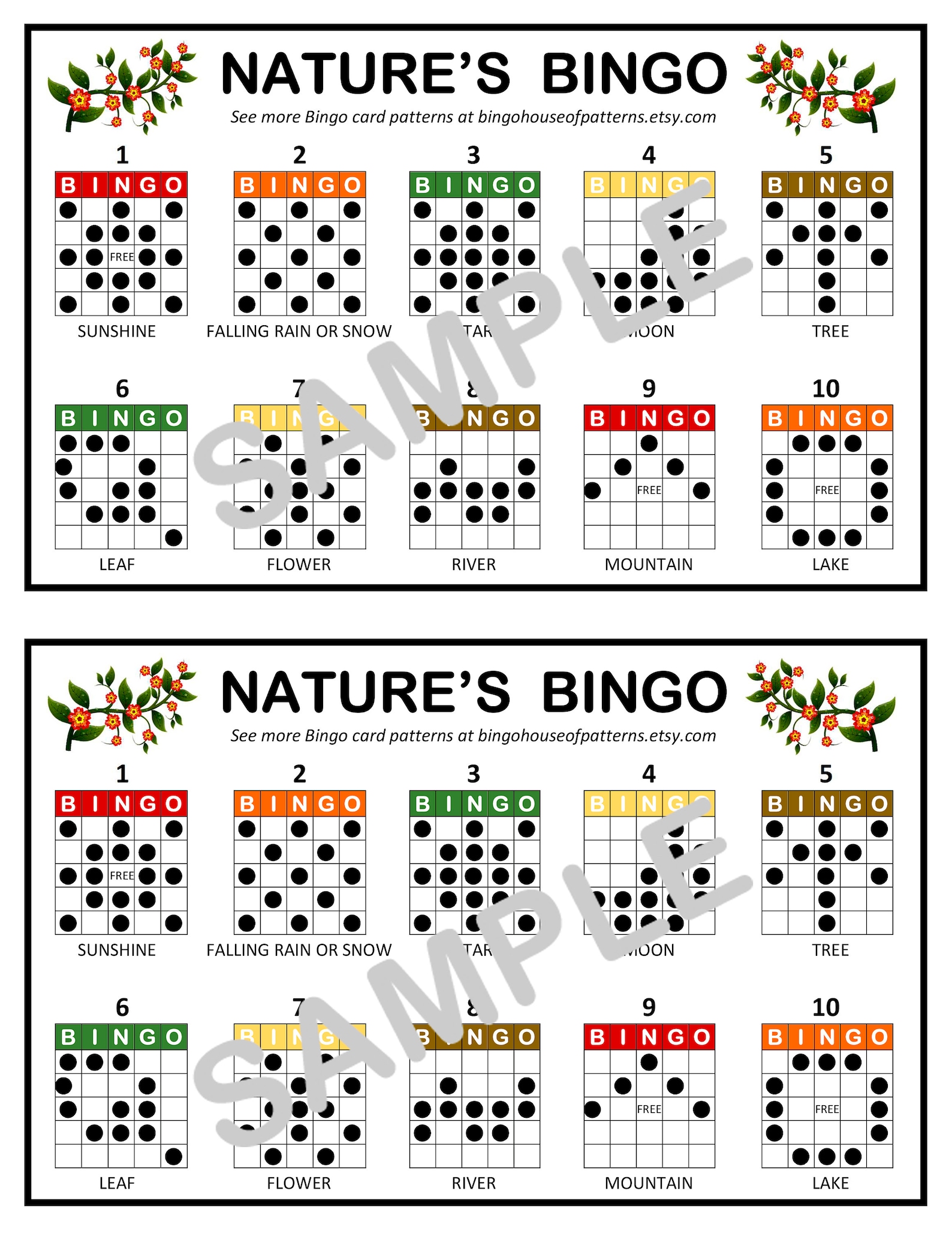 Collection "seasons" BINGO Card Patterns for Really Fun BINGO Games ...