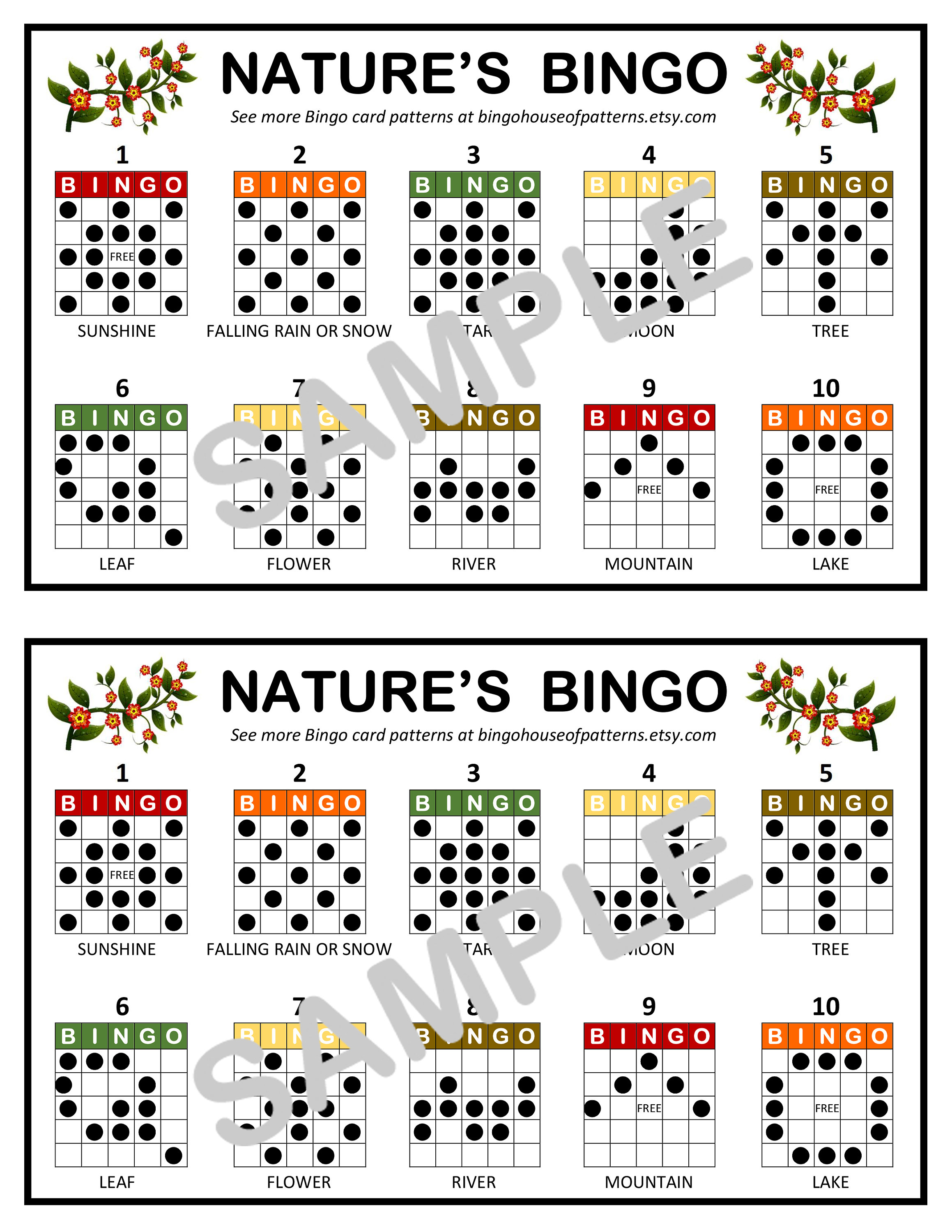 Collection "seasons" BINGO Card Patterns for Really Fun BINGO Games ...