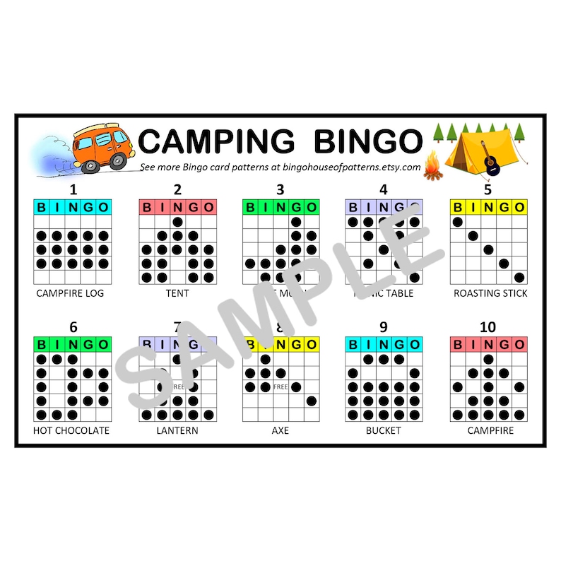 Camping BINGO Card Patterns for Really Fun BINGO Games - Bingo Cards - Etsy