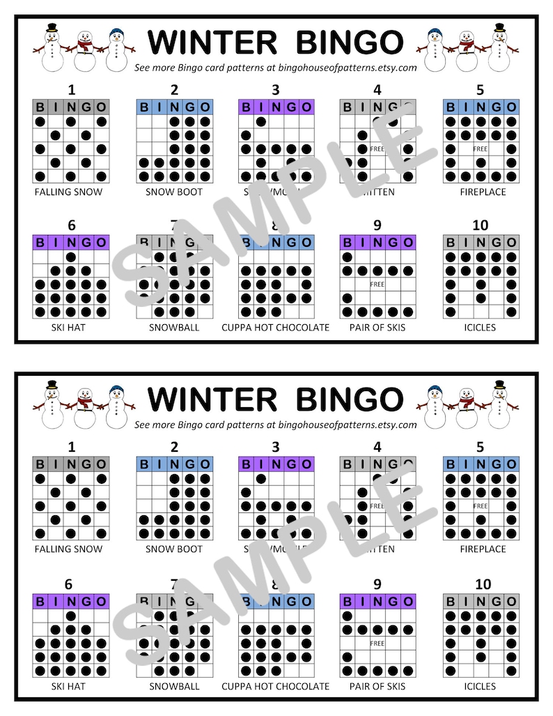 Collection "seasons" BINGO Card Patterns for Really Fun BINGO Games ...