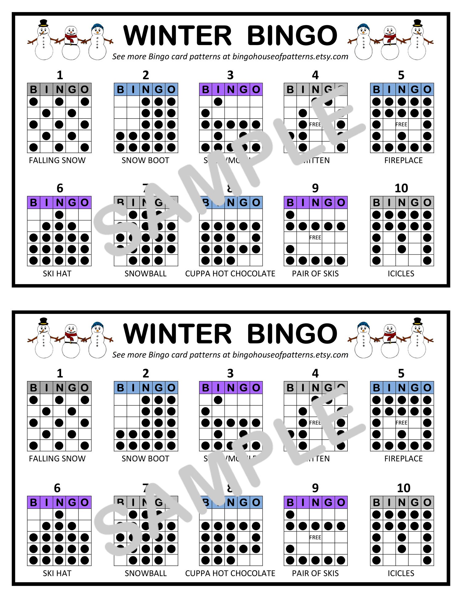 Collection "seasons" BINGO Card Patterns for Really Fun BINGO Games ...