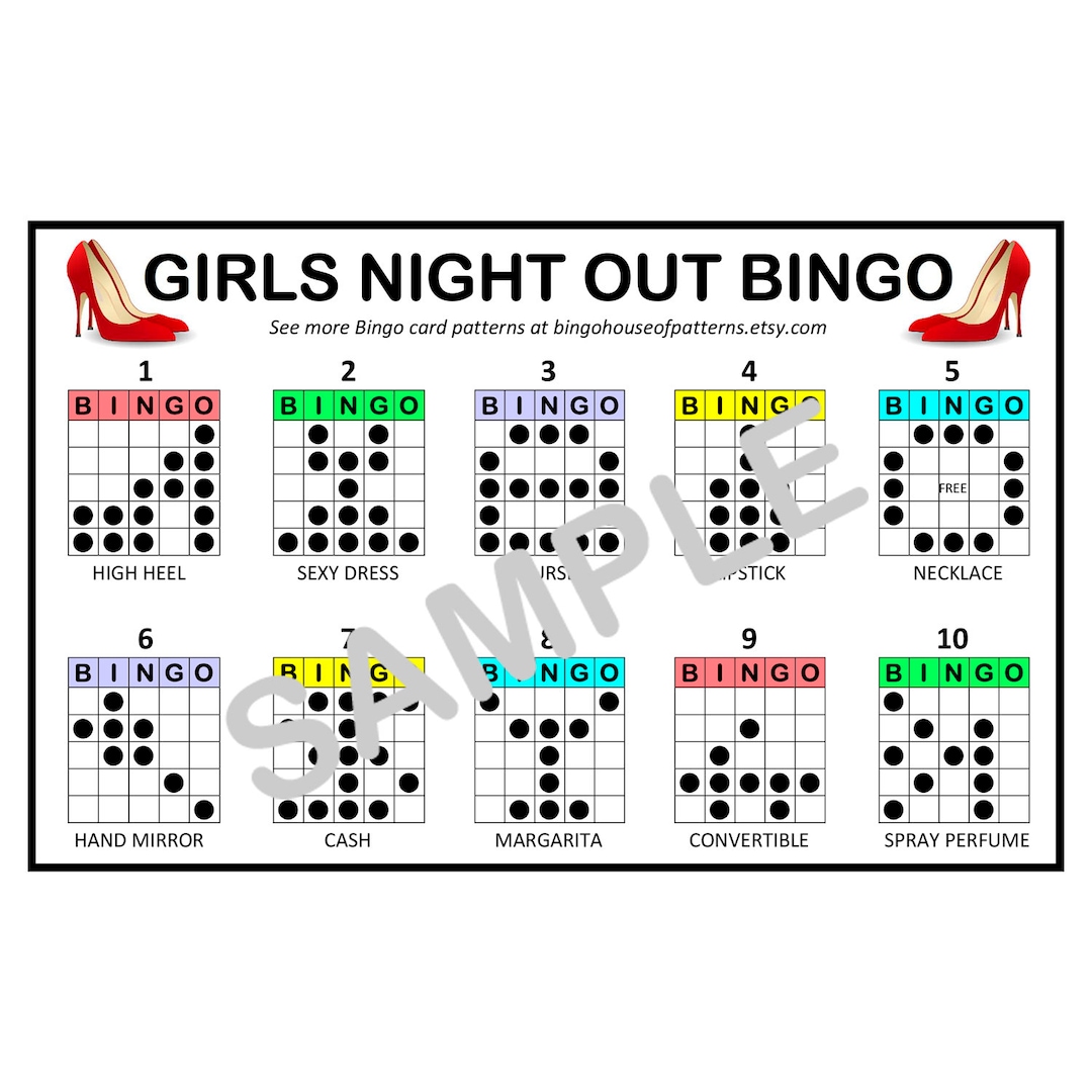 Girls Night Out BINGO Card Patterns for Really Fun BINGO Games - Bingo ...