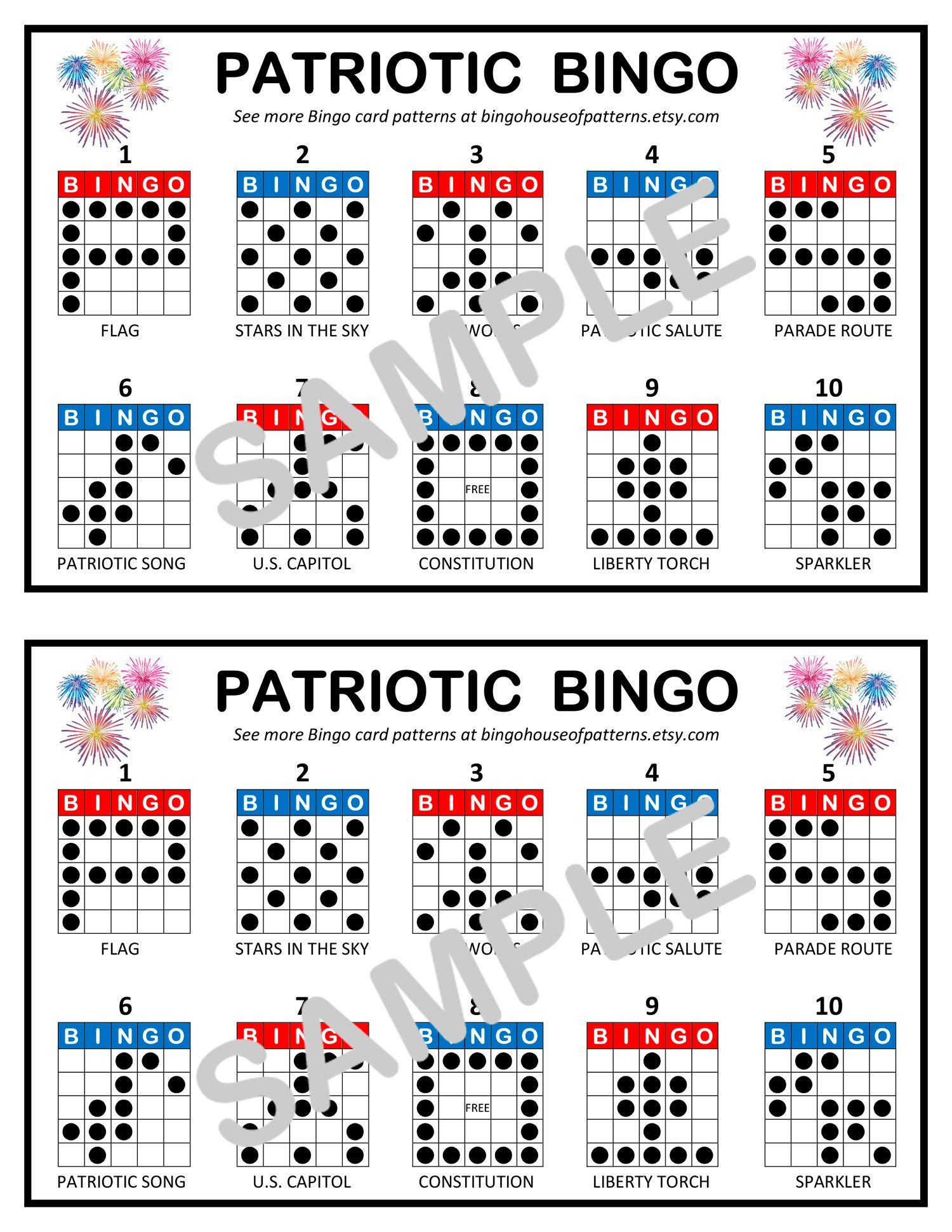 Collection "holiday" BINGO Card Patterns for Really Fun BINGO Games ...