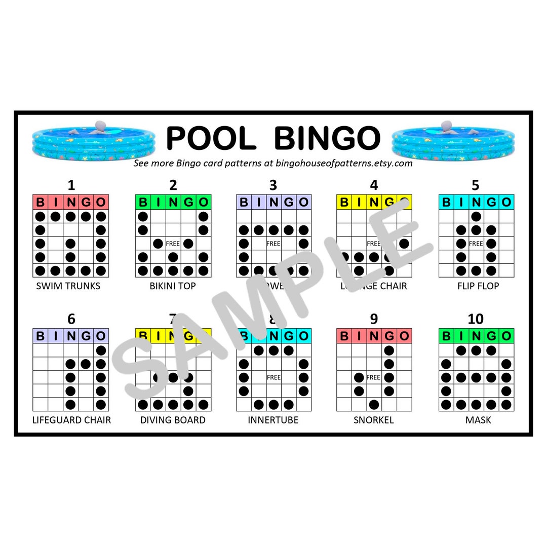 Pool BINGO Card Patterns for Really Fun BINGO Games - Bingo Cards - Etsy