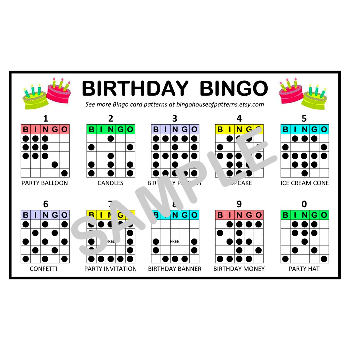 Birthday BINGO Card Patterns for Really Fun BINGO Games - Bingo Cards ...
