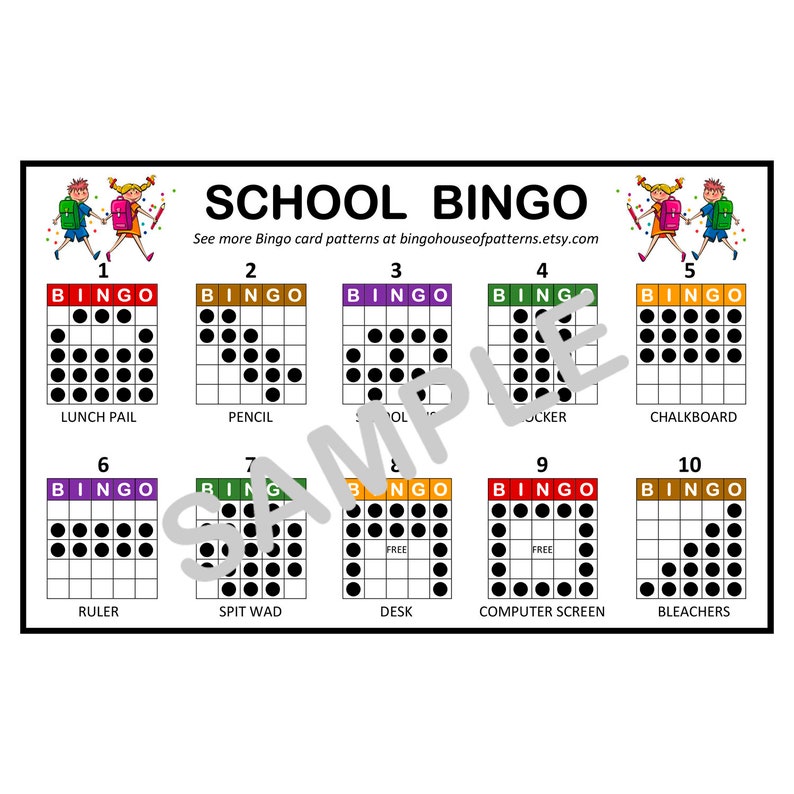 School BINGO Card Patterns for Really Fun BINGO Games - Bingo Cards - Etsy