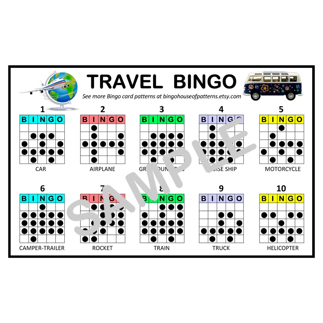 Travel BINGO Card Patterns for Really Fun BINGO Games - Bingo Cards - Etsy