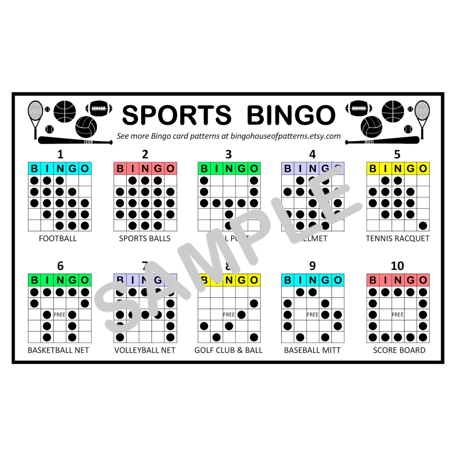 Collection "sports" BINGO Card Patterns for Really Fun BINGO Games ...