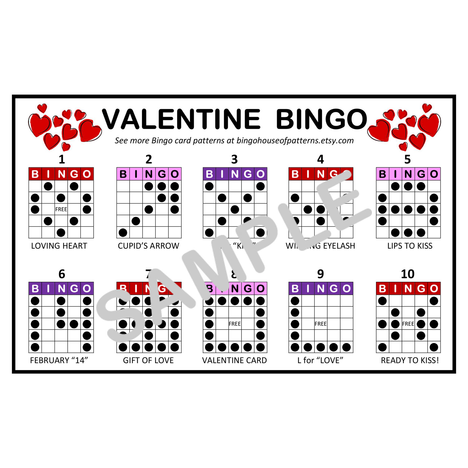 Valentine's Day Holiday BINGO Card Patterns for Really Fun BINGO Games ... Valentine's Day Holiday BINGO Card Patterns for Really Fun BINGO Games ...