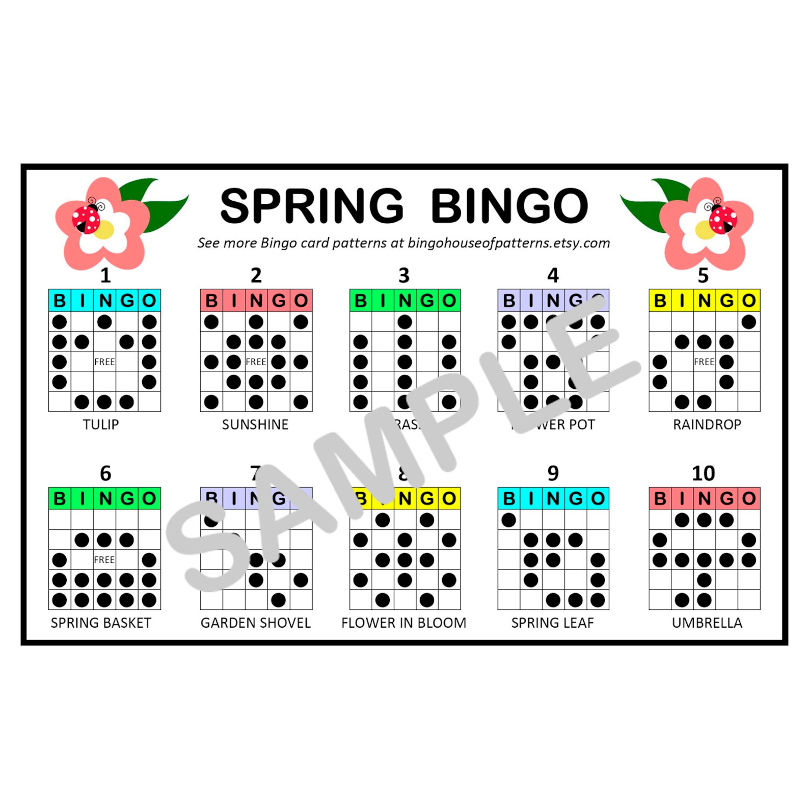 Spring BINGO Card Patterns for Really Fun BINGO Games - Bingo Cards - Etsy