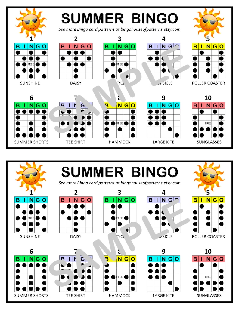 Collection "seasons" BINGO Card Patterns for Really Fun BINGO Games ...