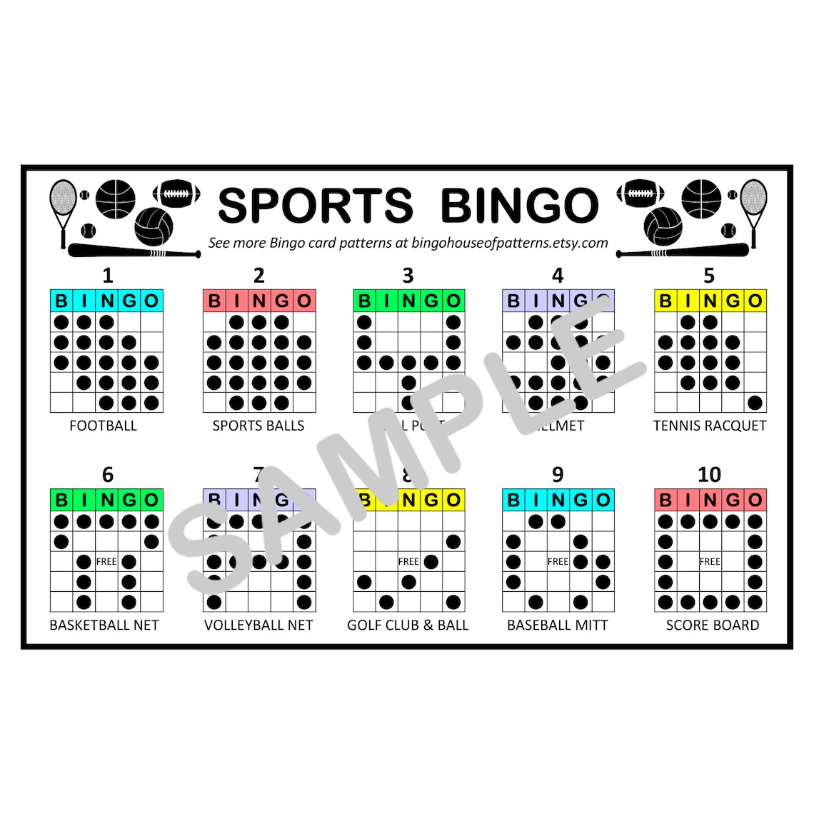 Sports BINGO Card Patterns for Really Fun BINGO Games - Bingo Cards - Etsy