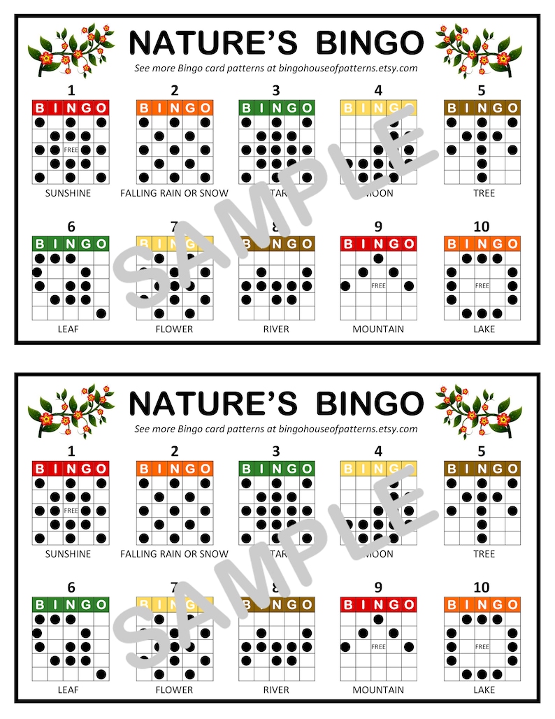 Nature's BINGO Card Patterns for Really Fun BINGO Games - Bingo Cards ...