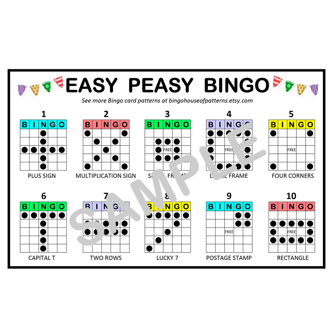 Classic Bingo Patterns Printable Game Classic Bingo Patterns Printable Game
