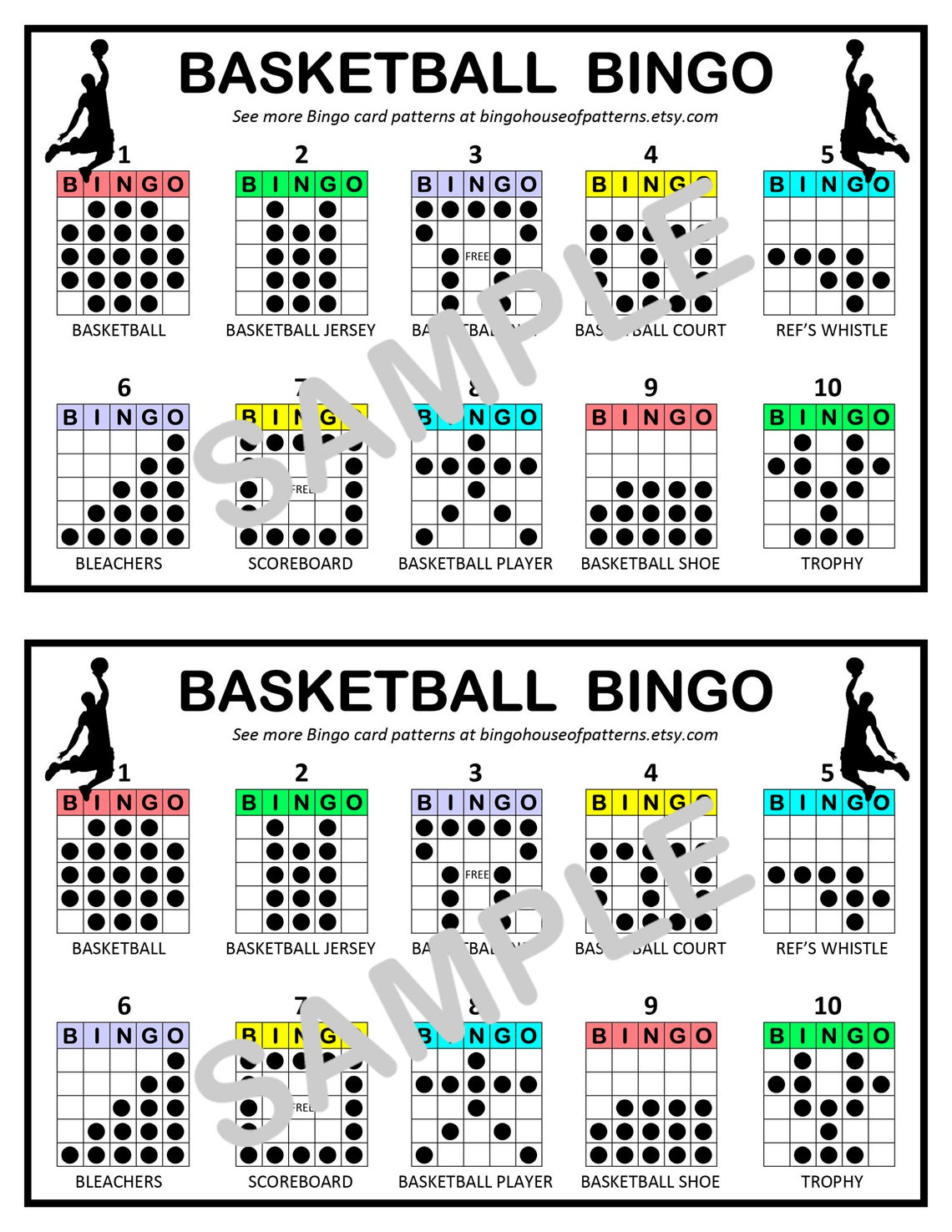 Basketball BINGO Card Patterns for Really Fun BINGO Games - Bingo Cards ...