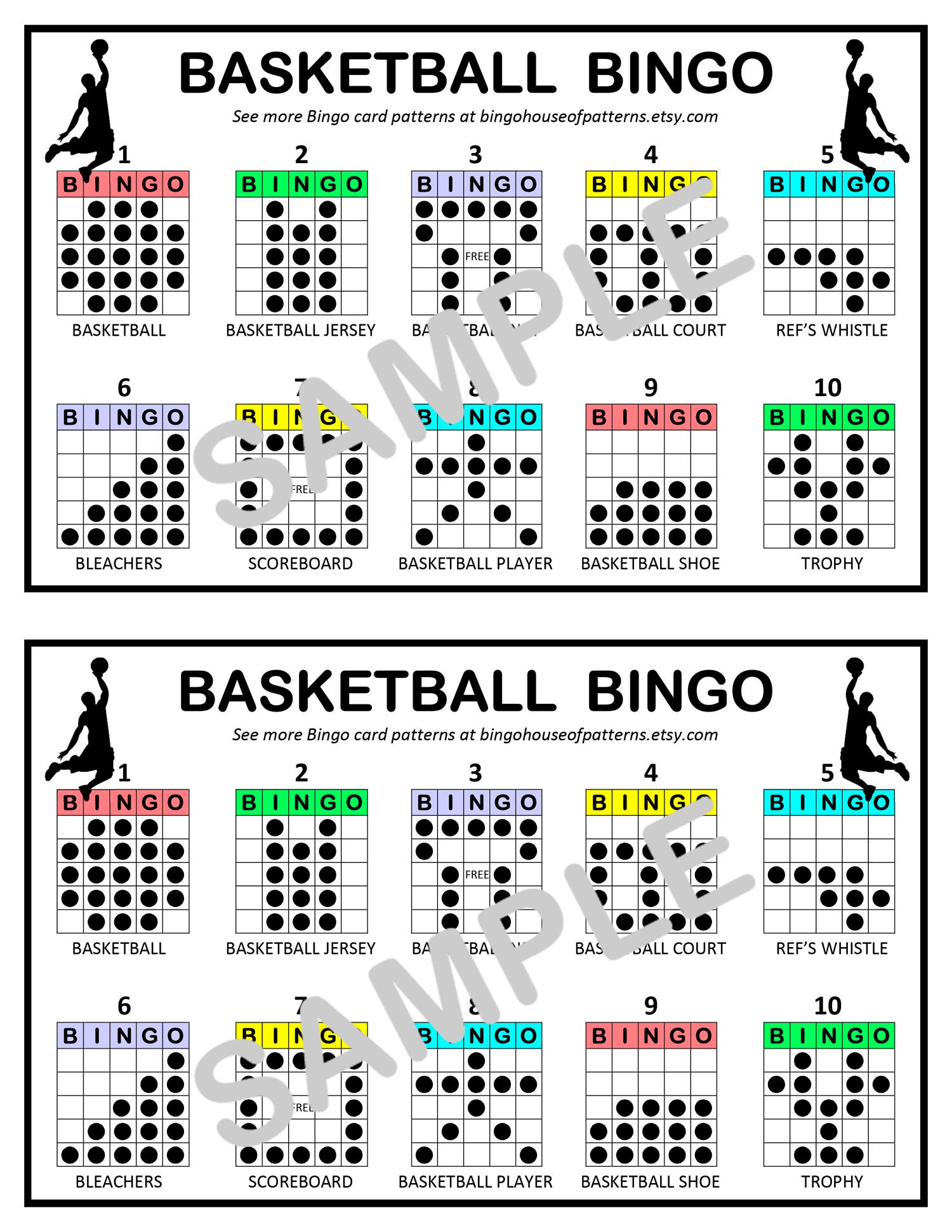 Basketball BINGO Card Patterns for Really Fun BINGO Games - Bingo Cards ...