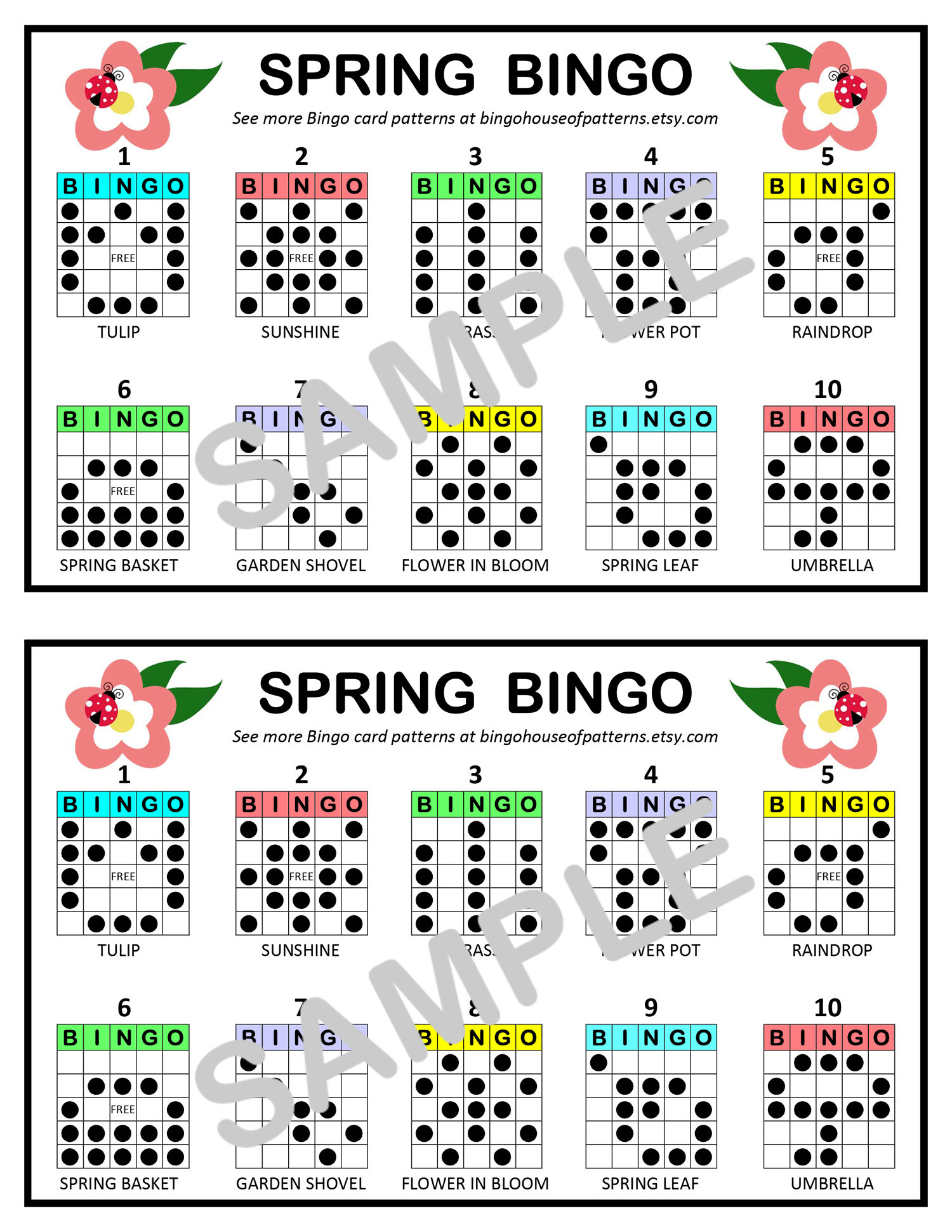 Spring BINGO Card Patterns for Really Fun BINGO Games - Bingo Cards - Etsy