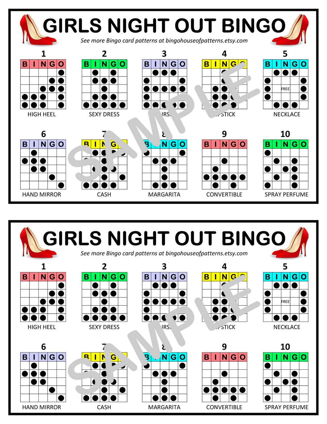 Girls Night Out BINGO Card Patterns for Really Fun BINGO Games - Bingo ...