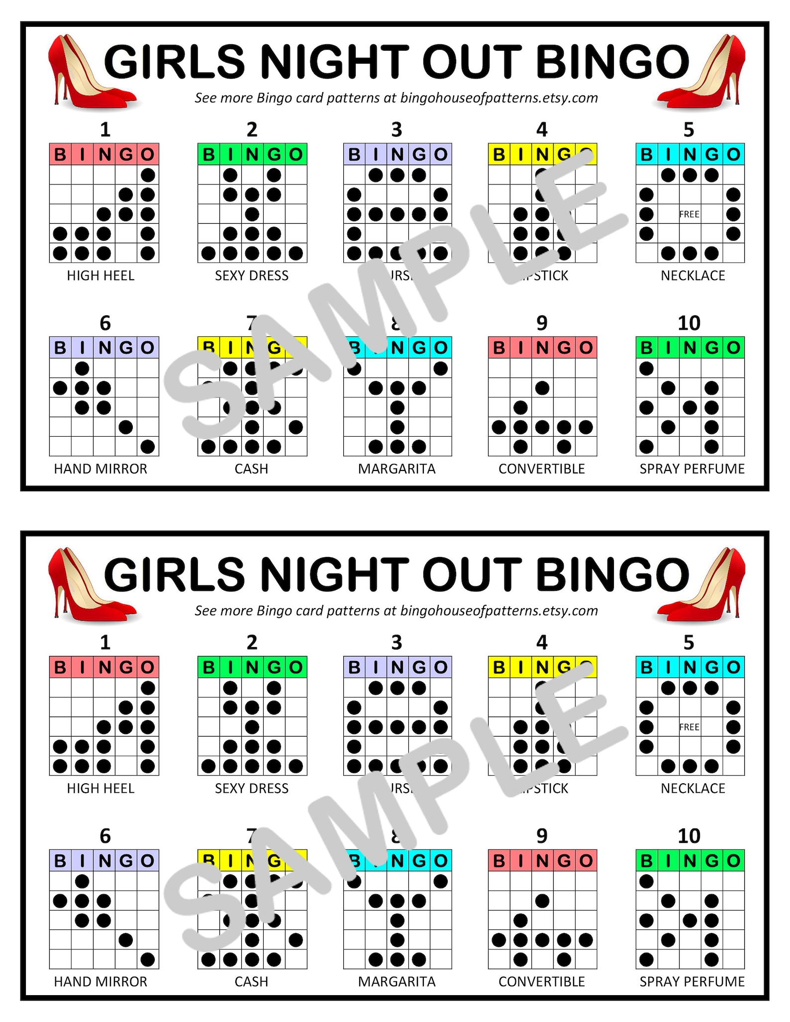 Girls Night Out BINGO Card Patterns for Really Fun BINGO Games - Bingo ...