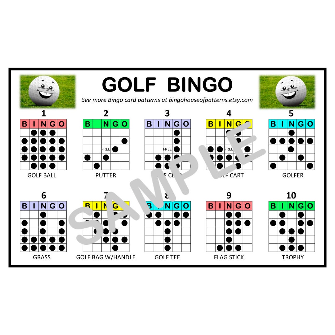 Golf BINGO Card Patterns for Really Fun BINGO Games - Bingo Cards - Etsy