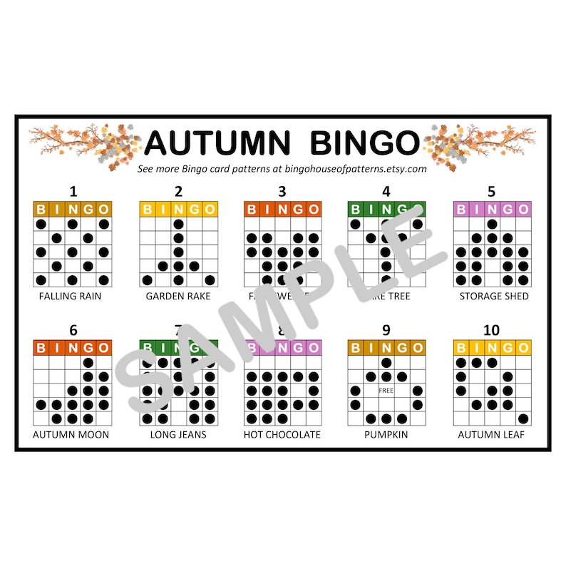 Autumn BINGO Card Patterns for Really Fun BINGO Games - Bingo Cards - Etsy