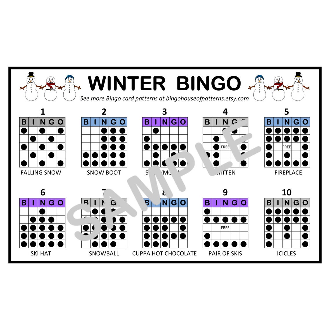 Collection "seasons" BINGO Card Patterns for Really Fun BINGO Games ...